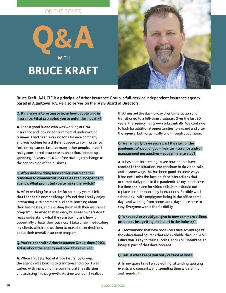 Bruce Kraft Appointed to IA&Bs Board of Directors